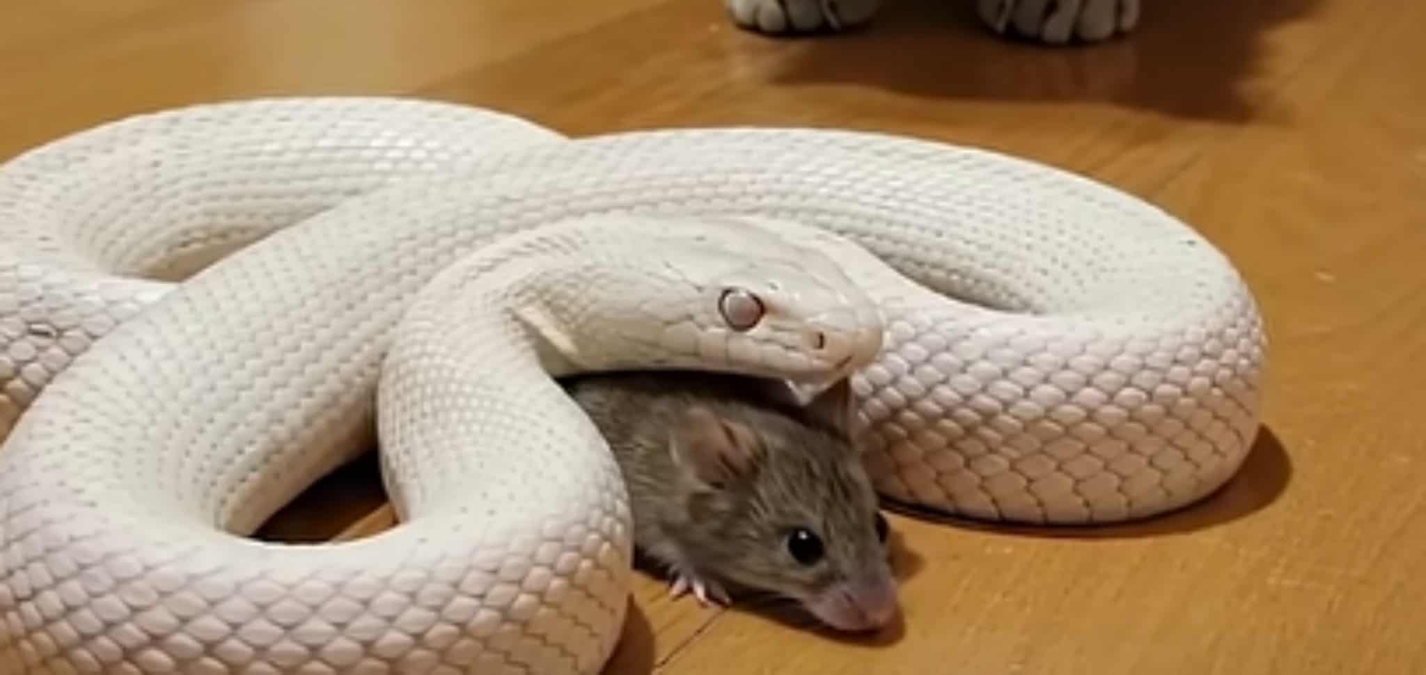 Snake Protects Mouse While Cat Watches - A-Z Animals